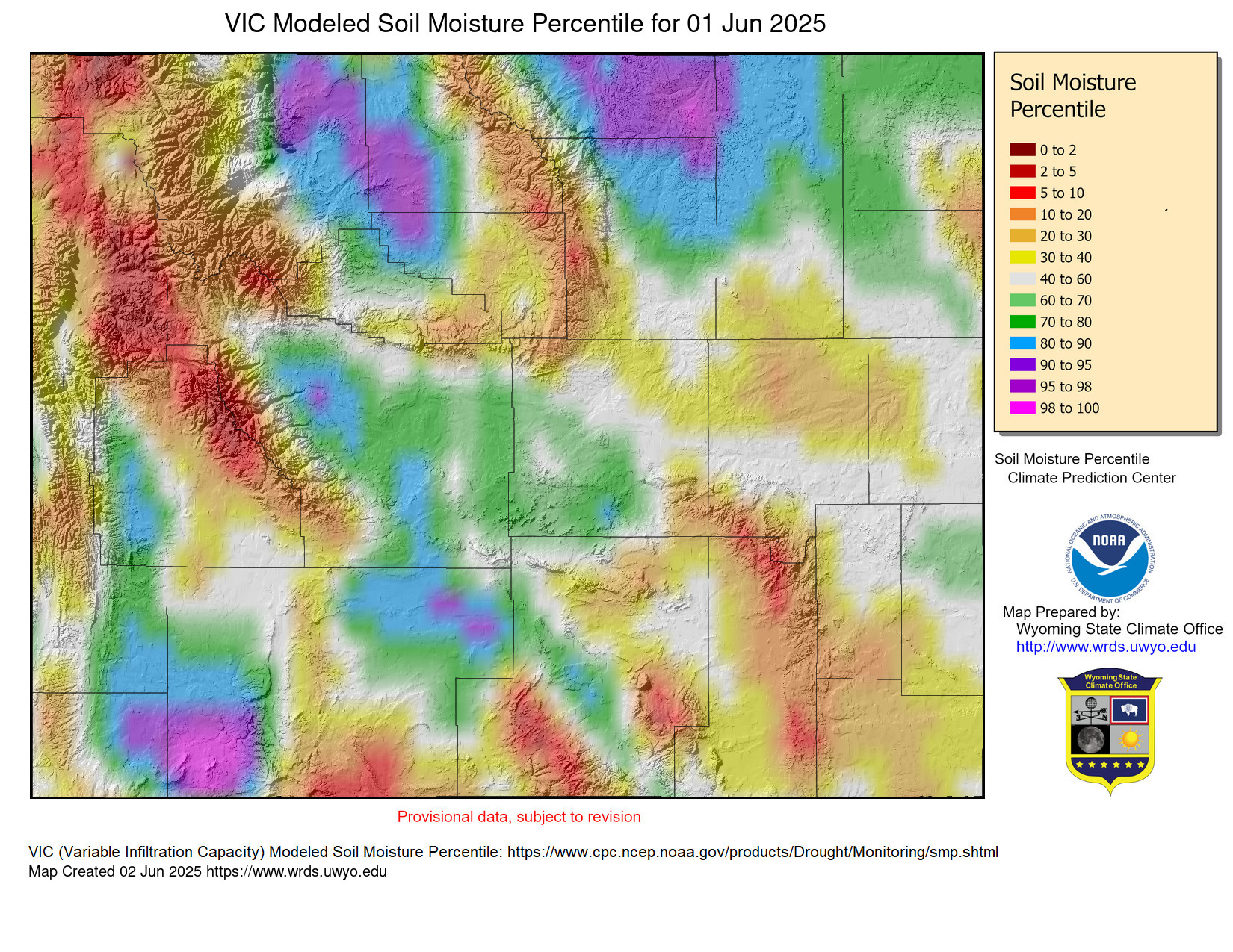 Map of Current VIC Wyoming Soil Moisture as a Percentile - Wyoming ... Map of Current VIC Wyoming Soil Moisture as a Percentile - Wyoming ...